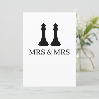 Two Queens Chess Pieces Lesbian Wedding Announcement | Zazzle