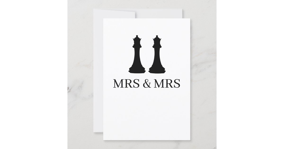 Two Queens Chess Pieces Lesbian Wedding Announcement | Zazzle
