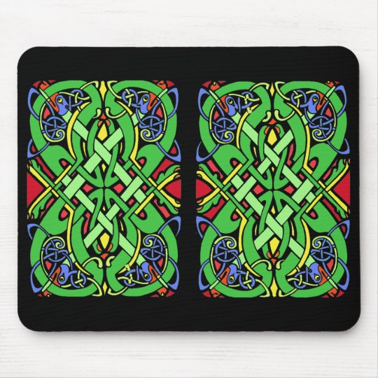 Two Rectangular Irish Celtic Knot Designs on Black Mouse Pad | Zazzle.com