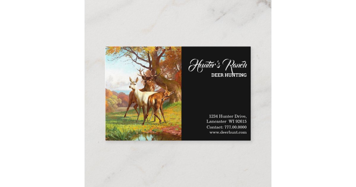 Two Red And White Deer In The Forest Hunting Business Card | Zazzle