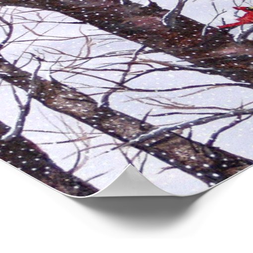 Two Red Birds In Winter Poster | Zazzle
