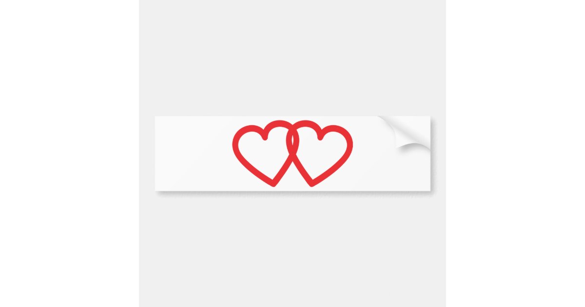 two red hearts icon bumper sticker | Zazzle