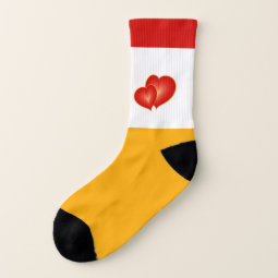 Two Red Hearts, Modern Digital Art Graphic Socks | Zazzle