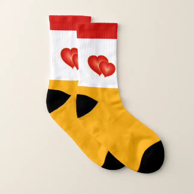 Two Red Hearts, Modern Digital Art Graphic Socks | Zazzle