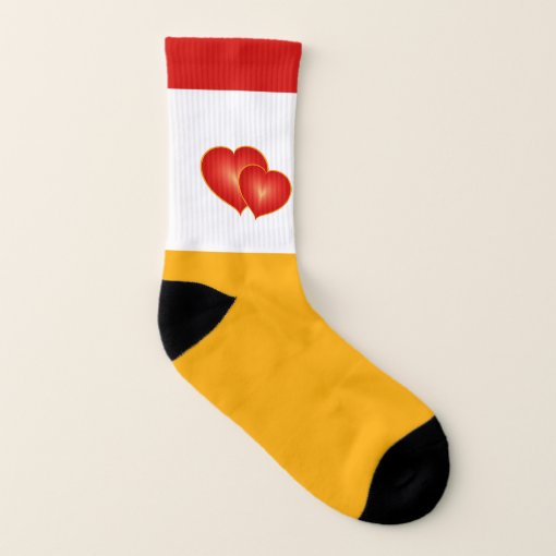Two Red Hearts, Modern Digital Art Graphic Socks | Zazzle