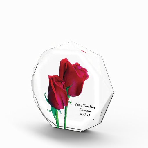 Two Red Rose Keepsake Acrylic Award | Zazzle