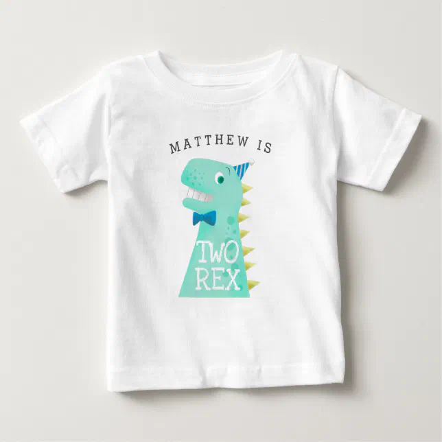 TWO REX Birthday Boy Dinosaur Baby T-Shirt | Zazzle