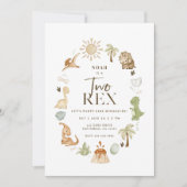 Two Rex Dinosaur 2nd Birthday Invitation | Zazzle
