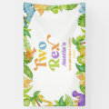 Two Rex Dinosaur 2nd Second Birthday Party Banner | Zazzle