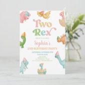 Two Rex Dinosaur 2nd Second Birthday Party Invitation | Zazzle