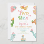 Two Rex Dinosaur 2nd Second Birthday Party Invitation | Zazzle