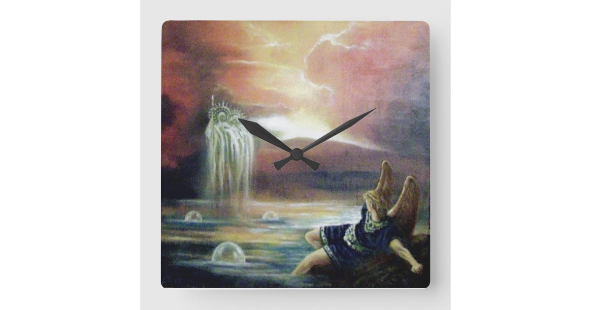 TWO SAINT JOHN AND FALLEN ANGEL SQUARE WALL CLOCK | Zazzle
