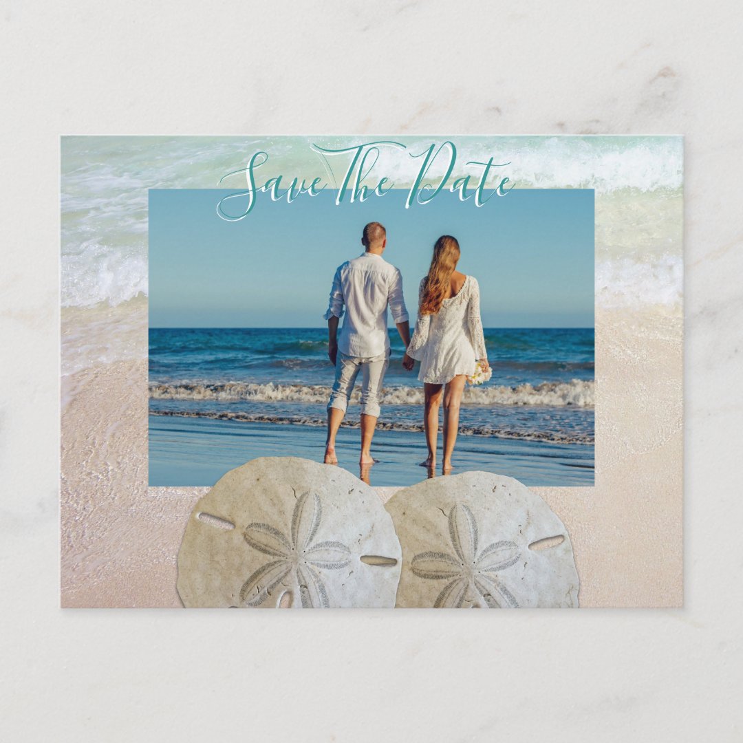 Two Sand Dollars Photo Save the Date Postcards | Zazzle