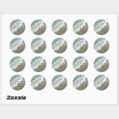Two Sand Hearts on the Beach, Romantic Ocean Classic Round Sticker | Zazzle