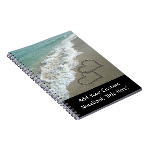 Two Sand Hearts on the Beach, Romantic Ocean Notebook | Zazzle
