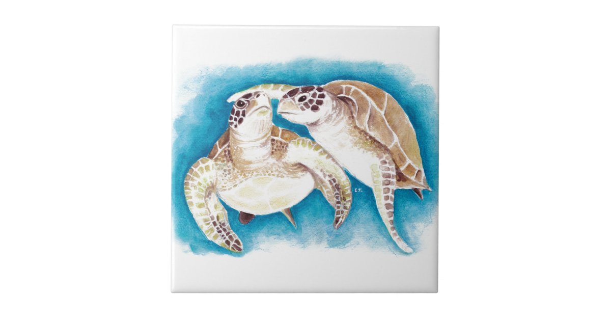 Two Sea Turtles Tile | Zazzle