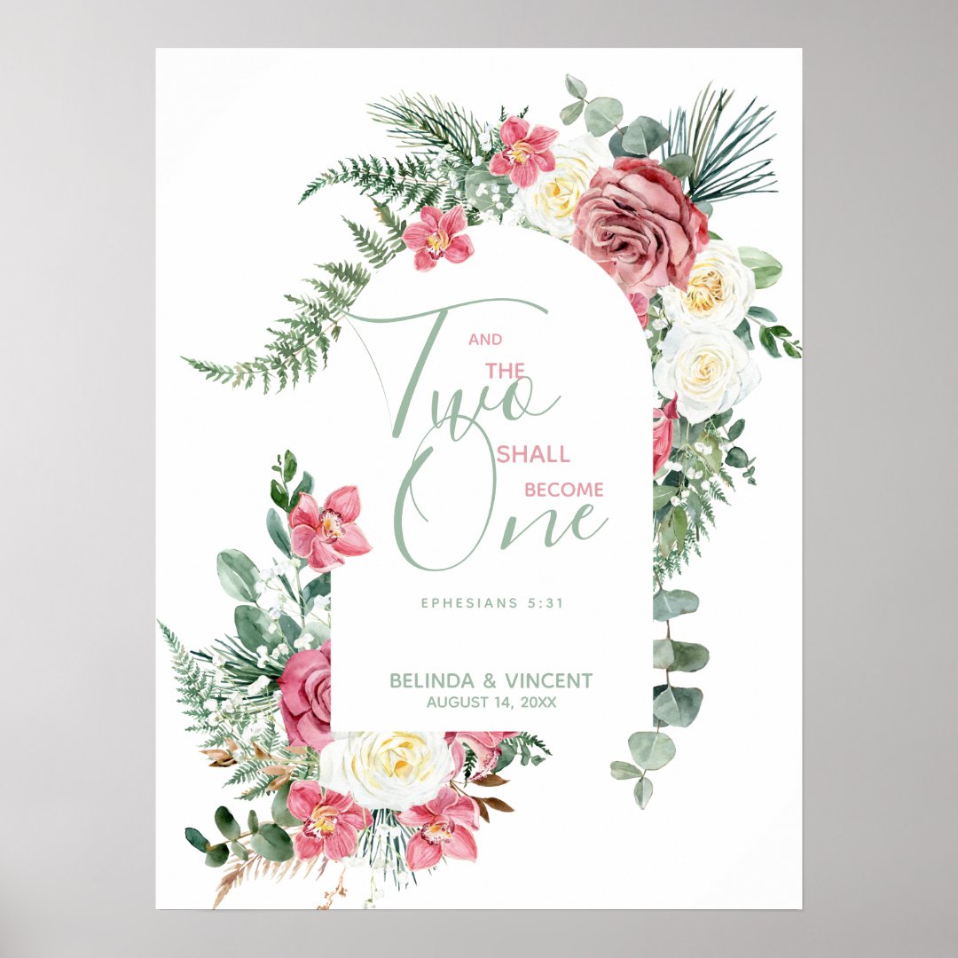 Two Shall Become One Bible Verse Wedding Poster | Zazzle