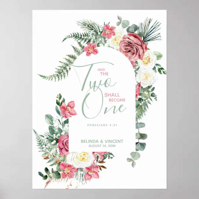 Two Shall Become One Bible Verse Wedding Poster | Zazzle