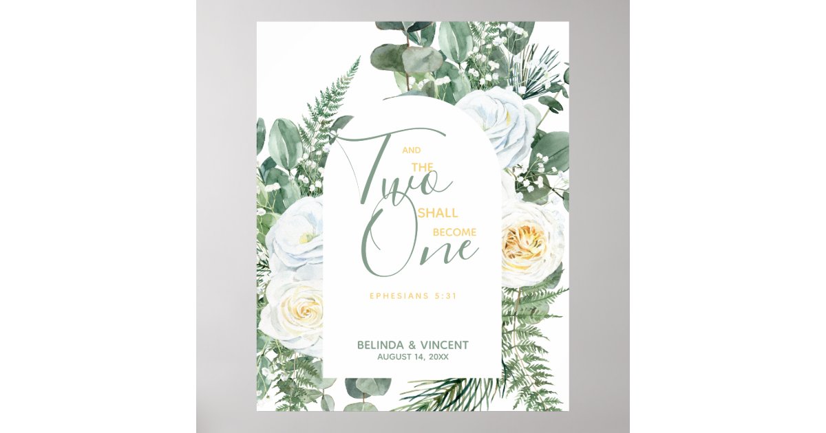 Two Shall Become One Bible Verse Wedding Poster | Zazzle
