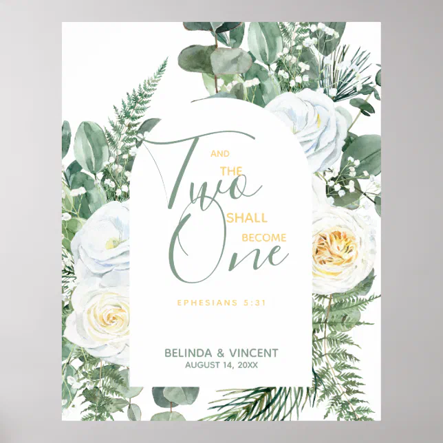 Two Shall Become One Bible Verse Wedding Poster | Zazzle