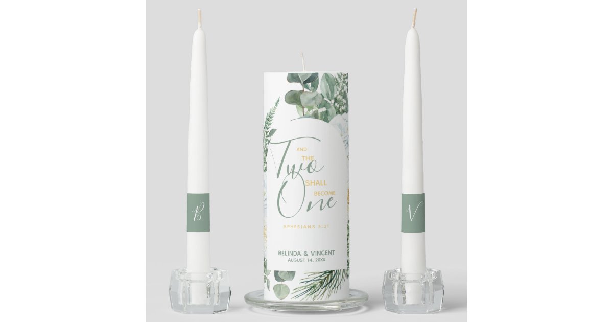 Two Shall Become One Bible Verse Wedding Unity Can Unity Candle Set ...