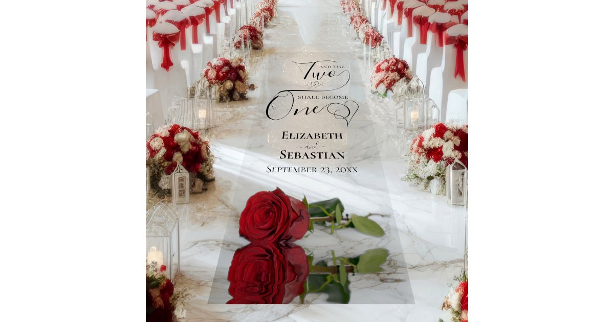 Two Shall Become One Elegant Red Rose Wedding Floor Decals | Zazzle