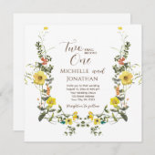 Two Shall Become One Yellow Flowers Bible Wedding Invitation | Zazzle