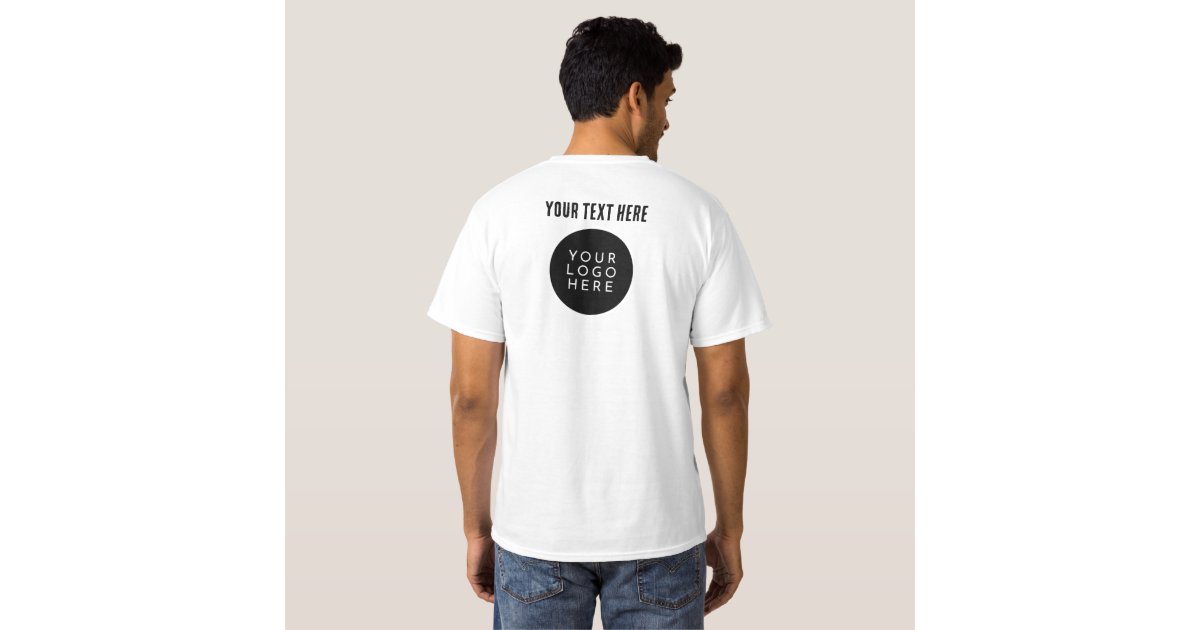 TWO SIDED | Custom LOGO & TEXT Company Staff T-Shirt | Zazzle