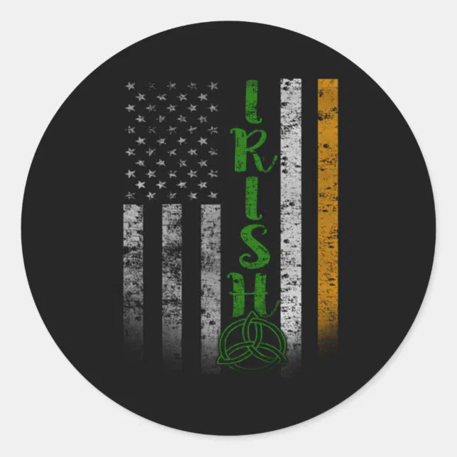 Two-Sided Irish American Flag Classic Round Sticker | Zazzle