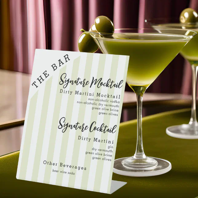 Two Signature Drinks Mocktail or Cocktail Bar Sign | Zazzle