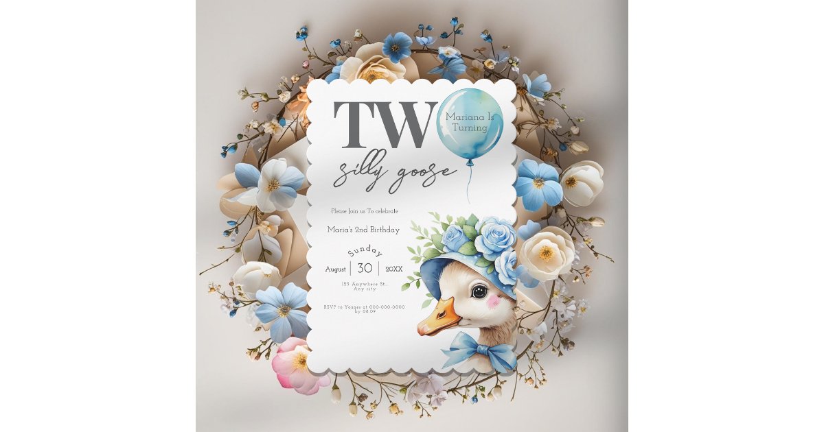 Two Silly Goose Boy 2nd Birthday Invitation | Zazzle