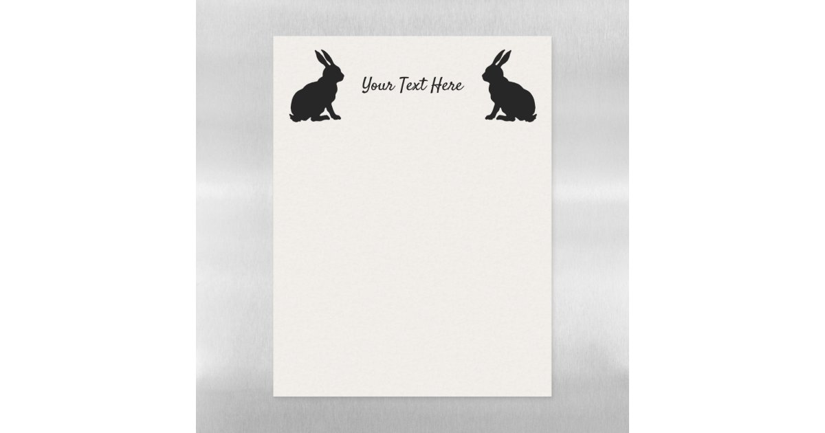 Two Sitting Rabbits in Black silhouette on white Magnetic Dry Erase ...