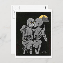 Two Skeletons Talking postcard | Zazzle