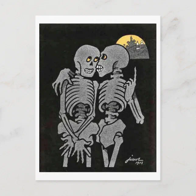 Two Skeletons Talking postcard | Zazzle
