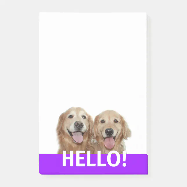 Two Smiling Golden Retriever Dogs Hello Post-it Notes | Zazzle