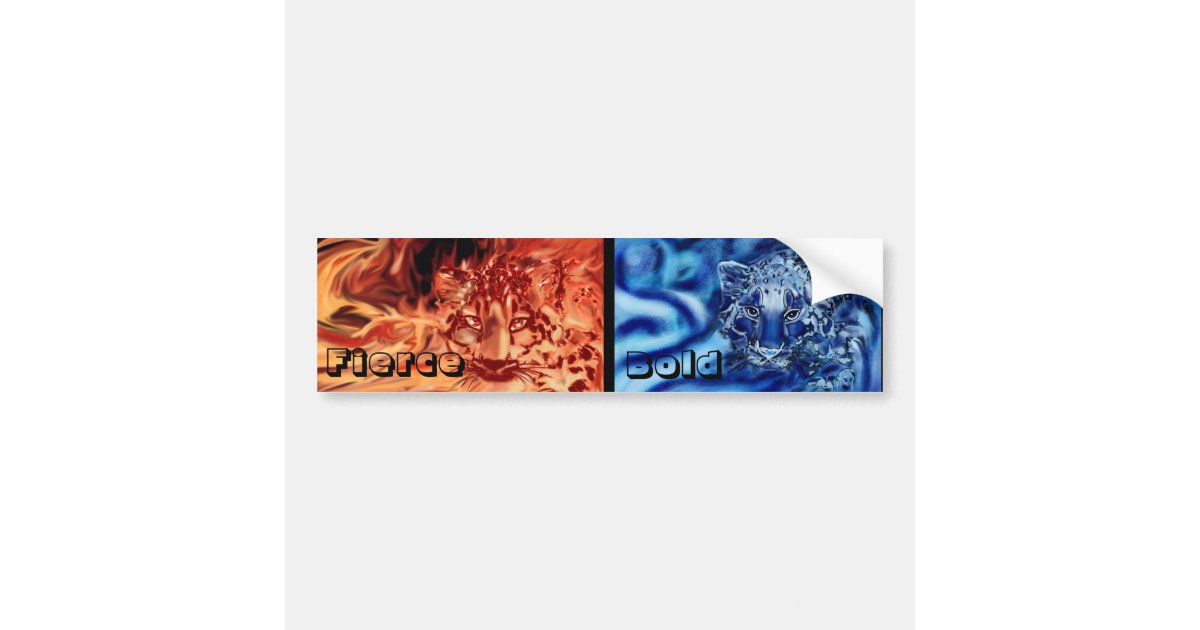 Two snow leopards fire and Ice Bumper Sticker | Zazzle