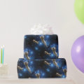 Two Space Cats Floating Around Galaxy Wrapping Paper | Zazzle