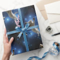 Two Space Cats Floating Around Galaxy Wrapping Paper | Zazzle