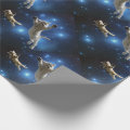 Two Space Cats Floating Around Galaxy Wrapping Paper | Zazzle