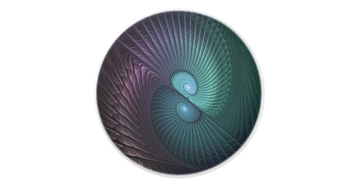 Two Spirals Colorful Modern Abstract Fractal Art Ceramic Knob | Zazzle