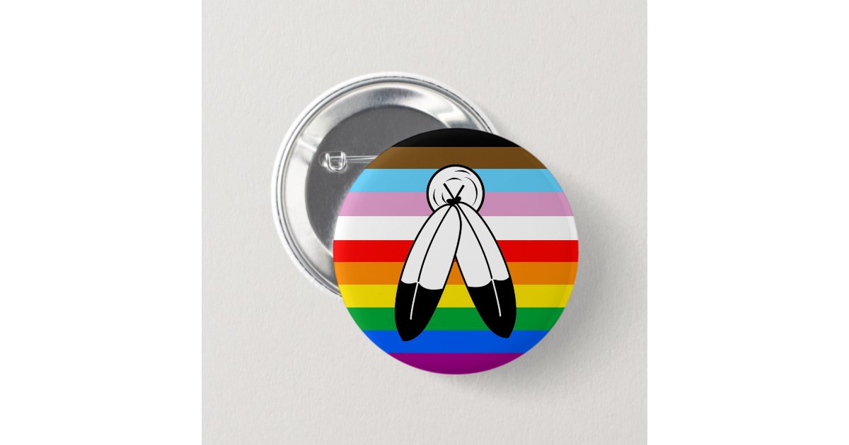 Two-Spirit LGBTQ+ Progress Pride Flag Button | Zazzle
