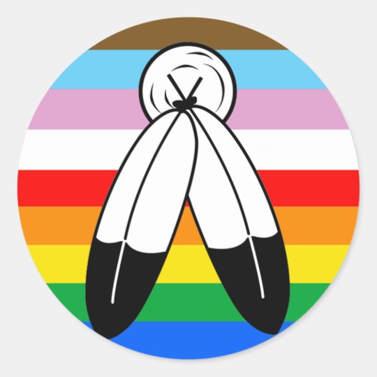 Two-Spirit LGBTQ+ Progress Pride Flag Classic Round Sticker | Zazzle.com