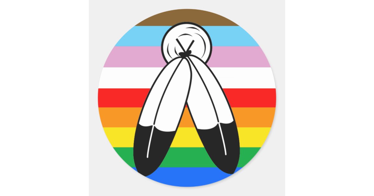 Two-Spirit LGBTQ+ Progress Pride Flag Classic Round Sticker | Zazzle.com