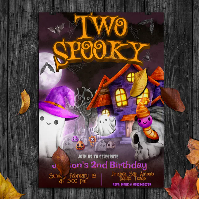 Two Spooky - 2nd Birthday Invitation | Zazzle