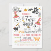 Two Spooky Birthday Invitation - Girl White | Zazzle