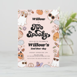 Two Spooky Groovy Halloween 2nd Birthday Invitation | Zazzle