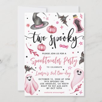Two Spooky Halloween 2nd Birthday Invitation | Zazzle