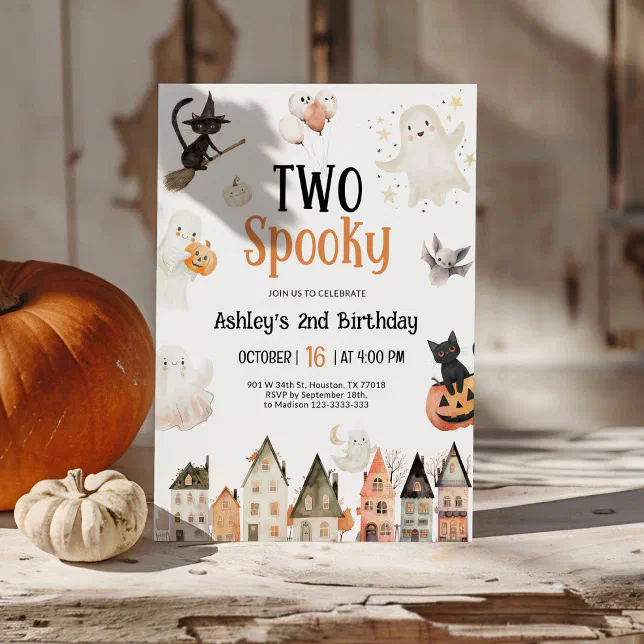 Two Spooky Halloween 2nd Birthday Invitation | Zazzle