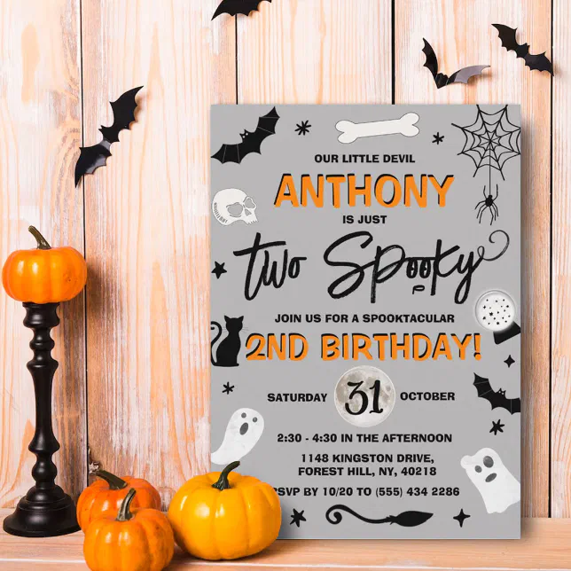Two Spooky! Halloween 2nd Birthday Invitation | Zazzle