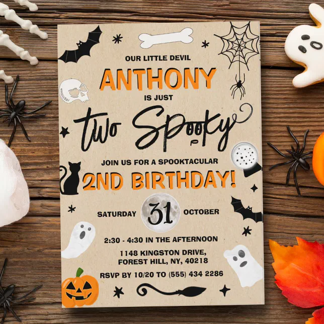 Two Spooky! Halloween 2nd Birthday Invitation | Zazzle